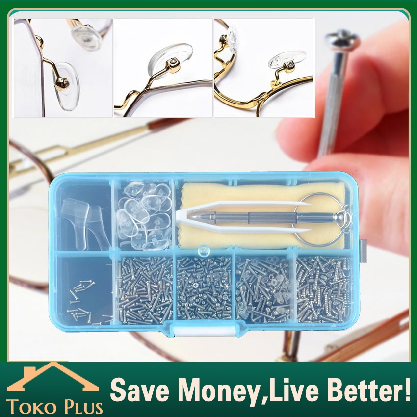 Jual Set Reparasi Kacamata Perlengkapan Baut Sekrup Mur Obeng Nose Pad Earhook silicon | Shopee ...