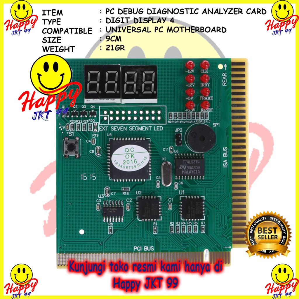 Jual [ HAPPY JKT 99 ] PC DEBUG DIAGNOSTIC ANALYZER PCI CARD 4 DIGIT | Shopee Indonesia