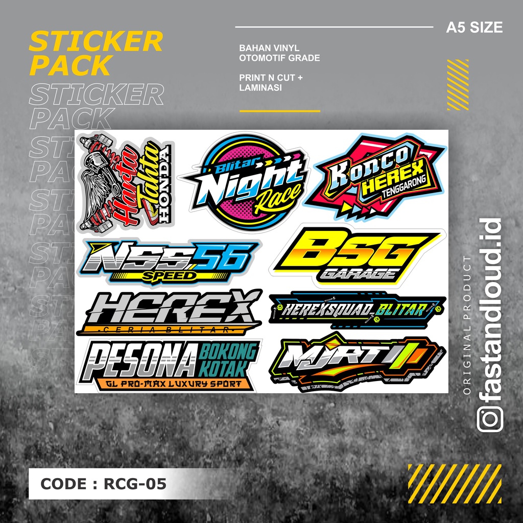 Jual STICKER PACK RACING / Sticker bengkel / sticker Herex / Sticker ...