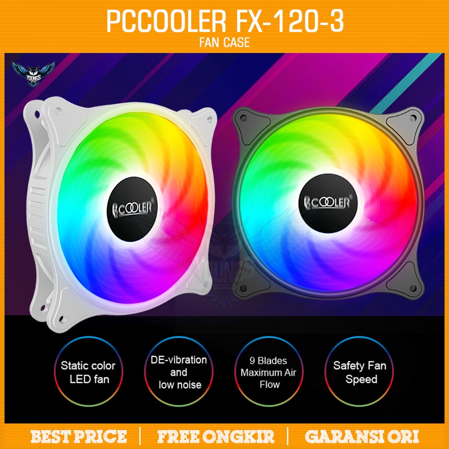 Jual PC COOLER FX-120-3 Fixed LED Dynamic Color 120mm 3Pin + Molex Fan ...