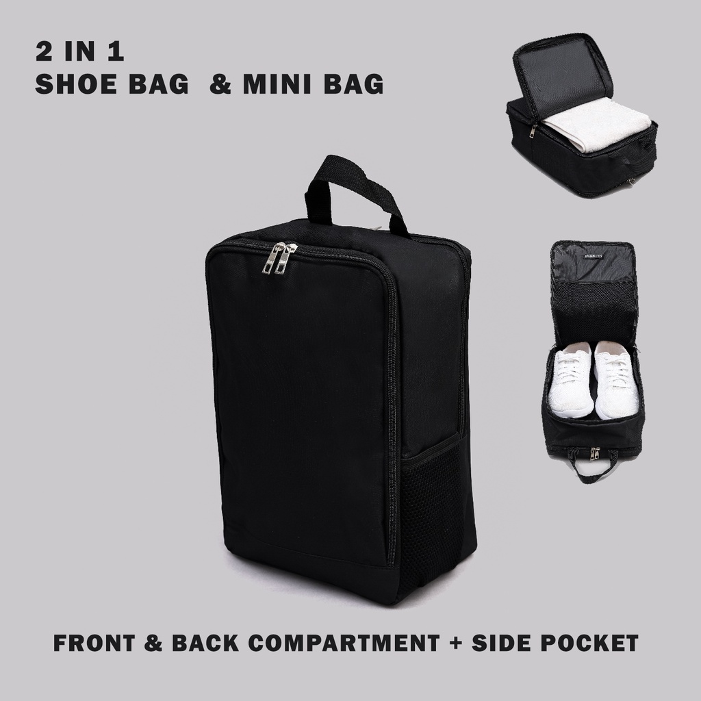 Jual Shoe Bag / Tas Sepatu Olahraga 2 in 1 Premium BROOKLYN Black ...