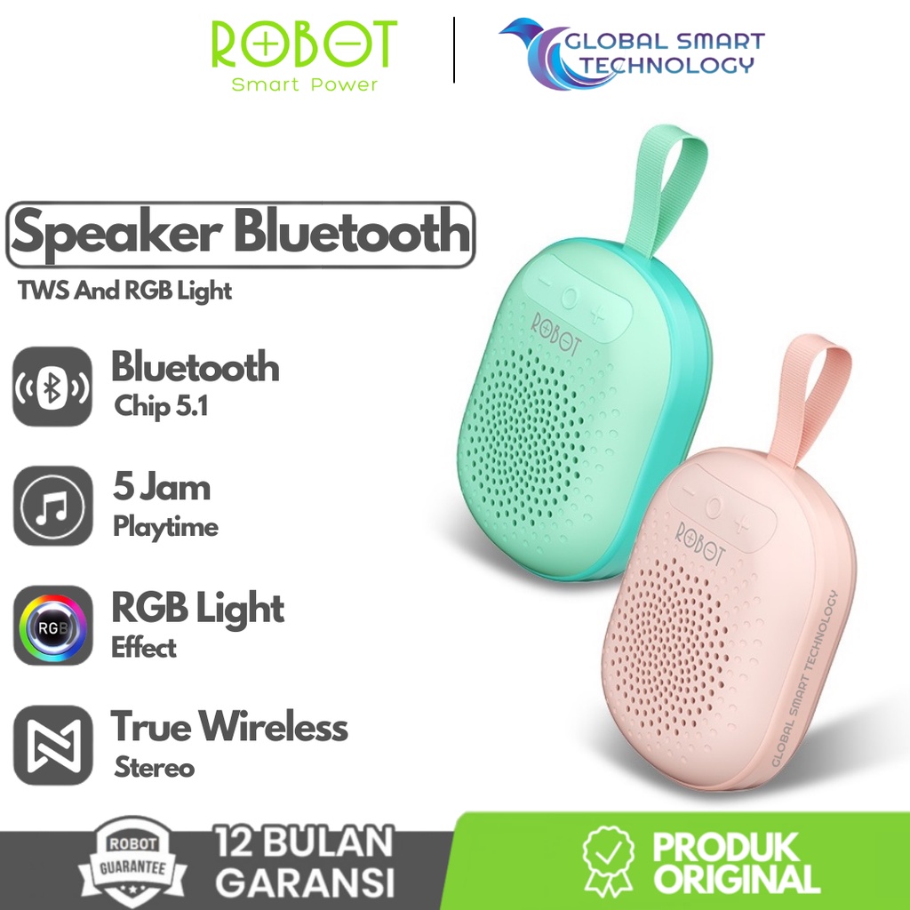 Jual ROBOT RB20 TWS Speaker Bluetooth 5.1 Mini Speaker Portable Aktif ...