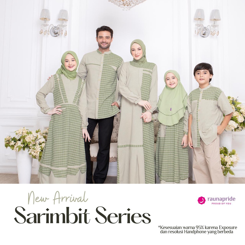 Jual Sarimbit keluarga gamis rauna HIJAU baju muslim set gamis couple ...
