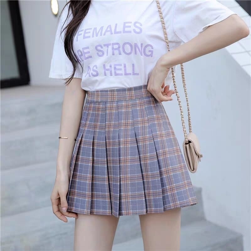 Jual Rok Wanita Rok Pendek Rok Tenis Mini Skirt A line Gaya Korea Kotak ...
