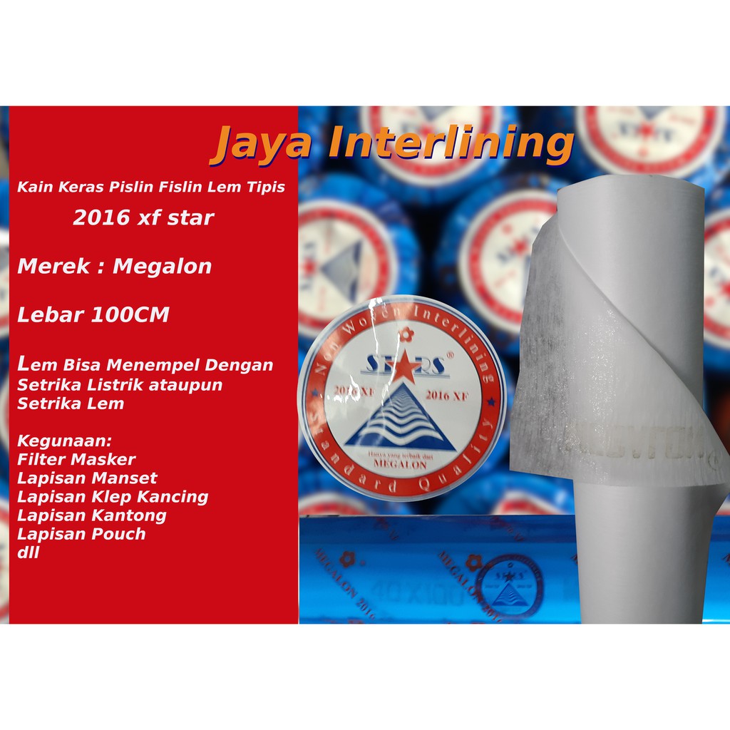 Jual Kain Keras Interlining non woven Lem Fislin VIslin pislin 2016 xf ...
