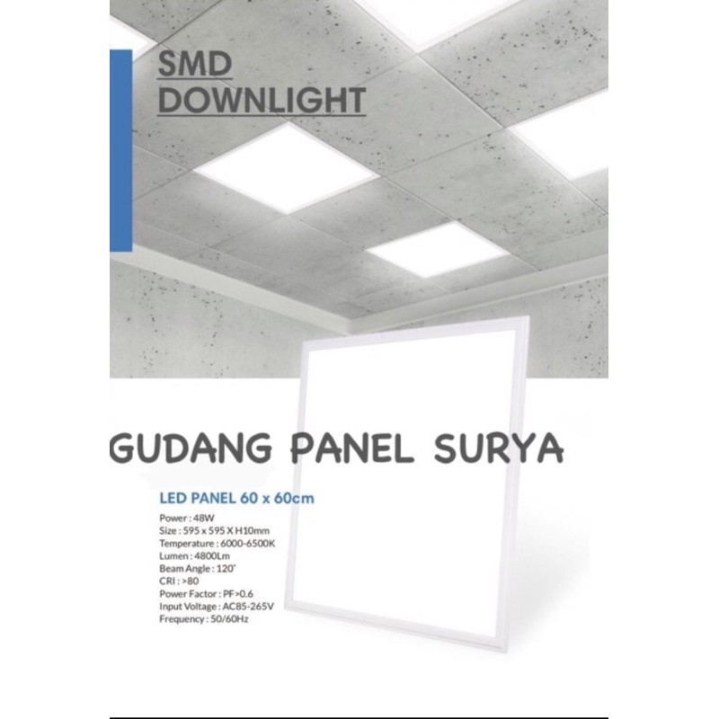 Jual Lampu Panel LED Putih SMD DOWNLIGHT 60x60 48Watt | Shopee Indonesia