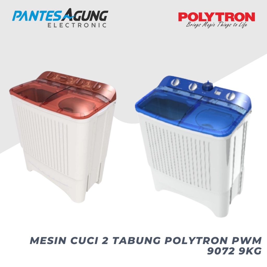 Jual MESIN CUCI 2 TABUNG POLYTRON PWM 9072 9KG KHUSUS BANDUNG | Shopee ...