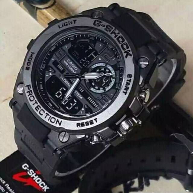 Jual JAM TANGAN SPORT G-SHOK DUAL TIME FULL BLACK BODI BESI | Shopee ...