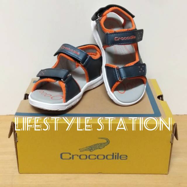 Jual Sepatu Sandal Anak Laki Crocodile Original Navy / Orange | Shopee ...