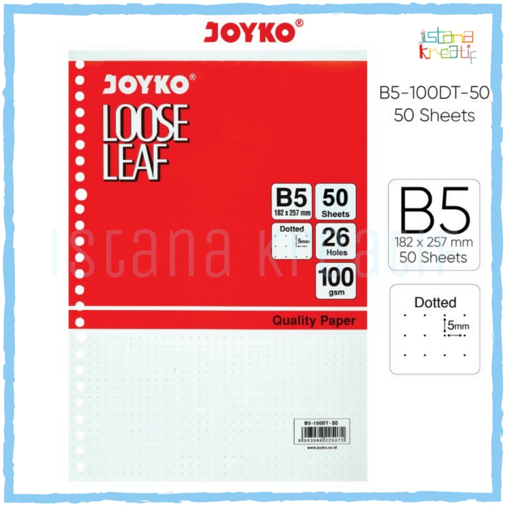 Jual JOYKO Loose Leaf B5 | 50 lembar | Dotted, Grid, Plain, Line | Kertas File Binder | Shopee ...