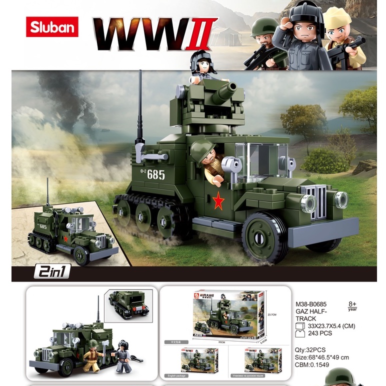 Jual Mainan Balok Sluban Bricks Army WWII Mobil Truk Tentara M38-B0685 ...