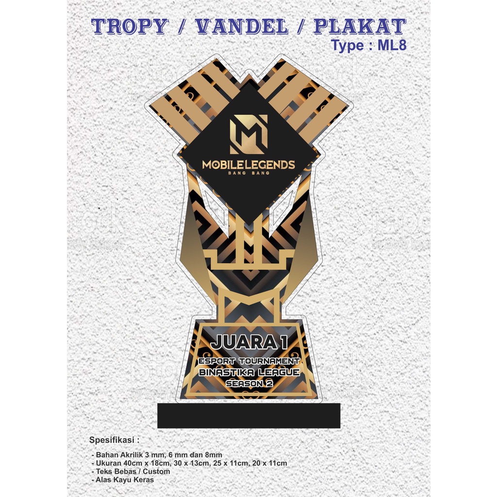 Jual Trophy MLBB/Piala Mobile Legends/Plakat Mobile Legends/Bahan ...