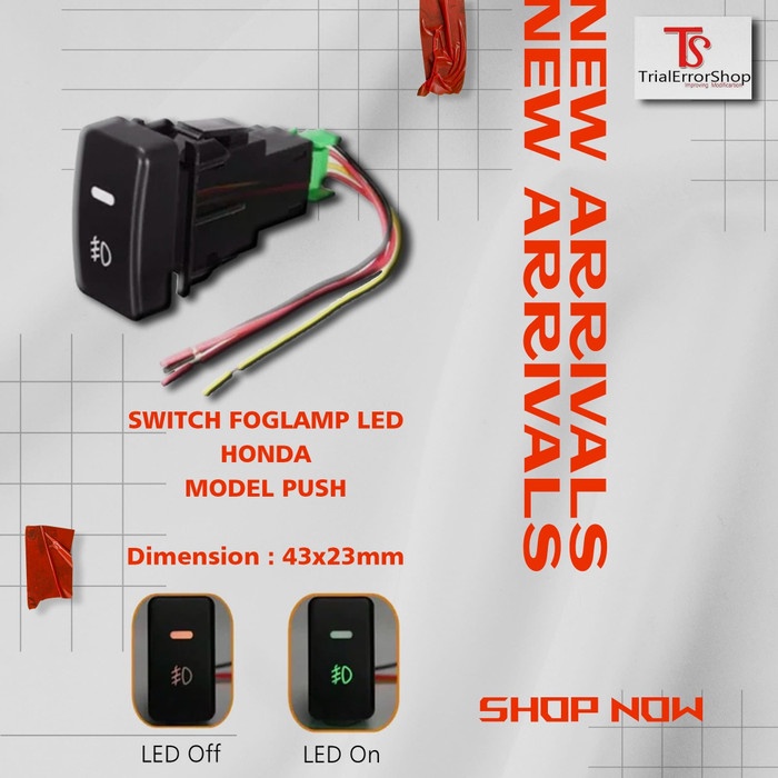Jual SWITCH FOGLAMP HONDA Saklar panel led swic swich push tekan 43x23 ...