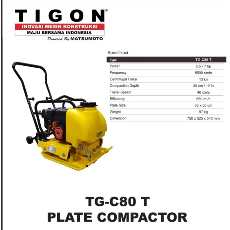 Jual Mesin Stemper Kodok/Plate Compactor TG-C80T/ Pemadat Tanah ...