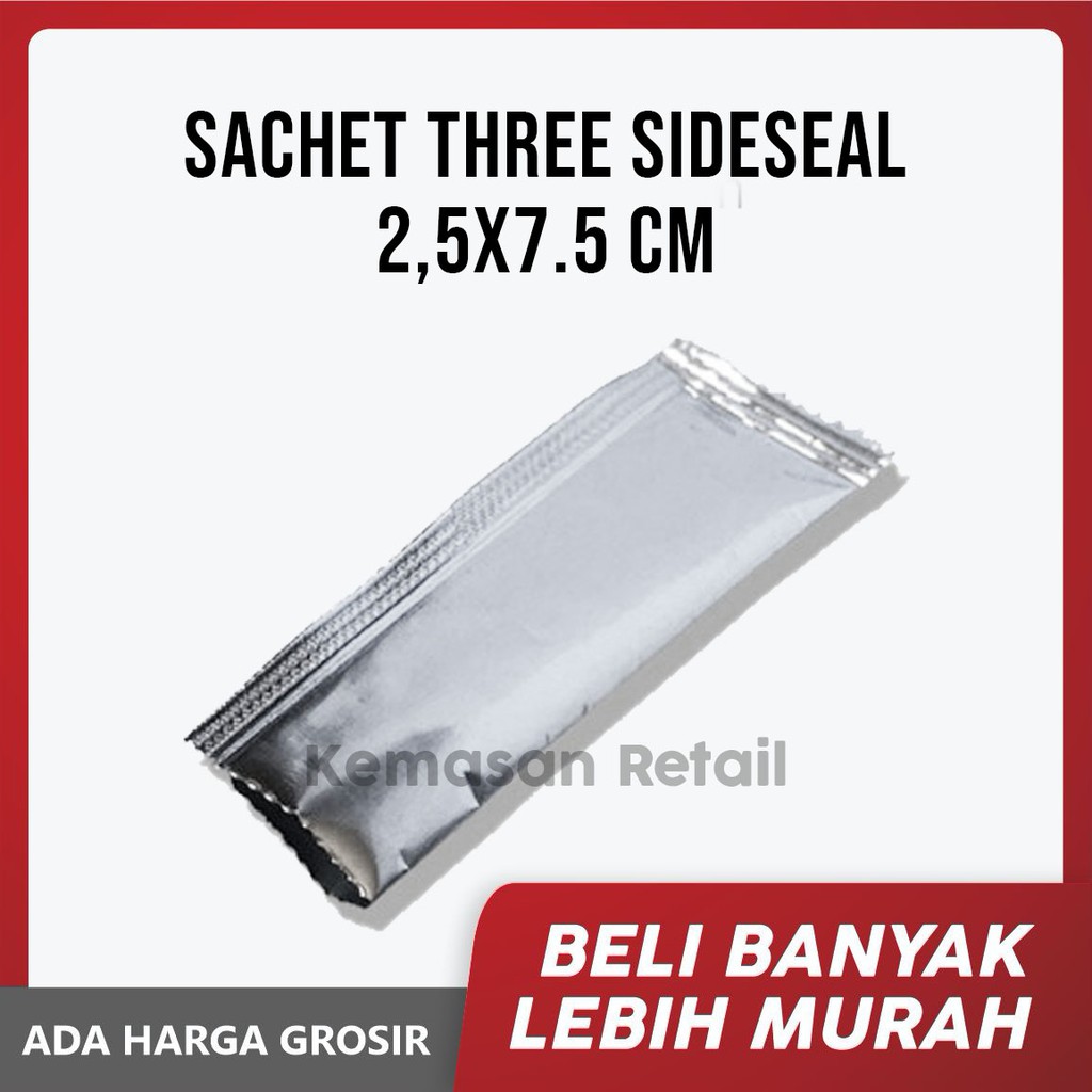 Jual Sachet Three Side Seal Alufoil 2.5x7.5 cm | Zipper | Non Zipper ...