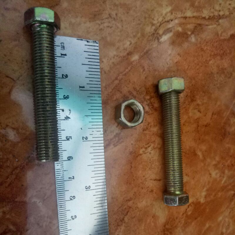 Jual Baut Mur Besi M10x60 Kuning Kunci 14 Panjang 6 cm | Shopee Indonesia