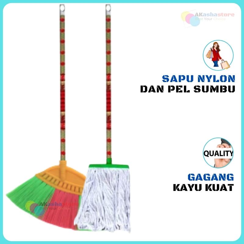Jual Sapu Nilon dan Pel Lantai Rumah Sumbu Tebal / Sapu Pel Lantai ...