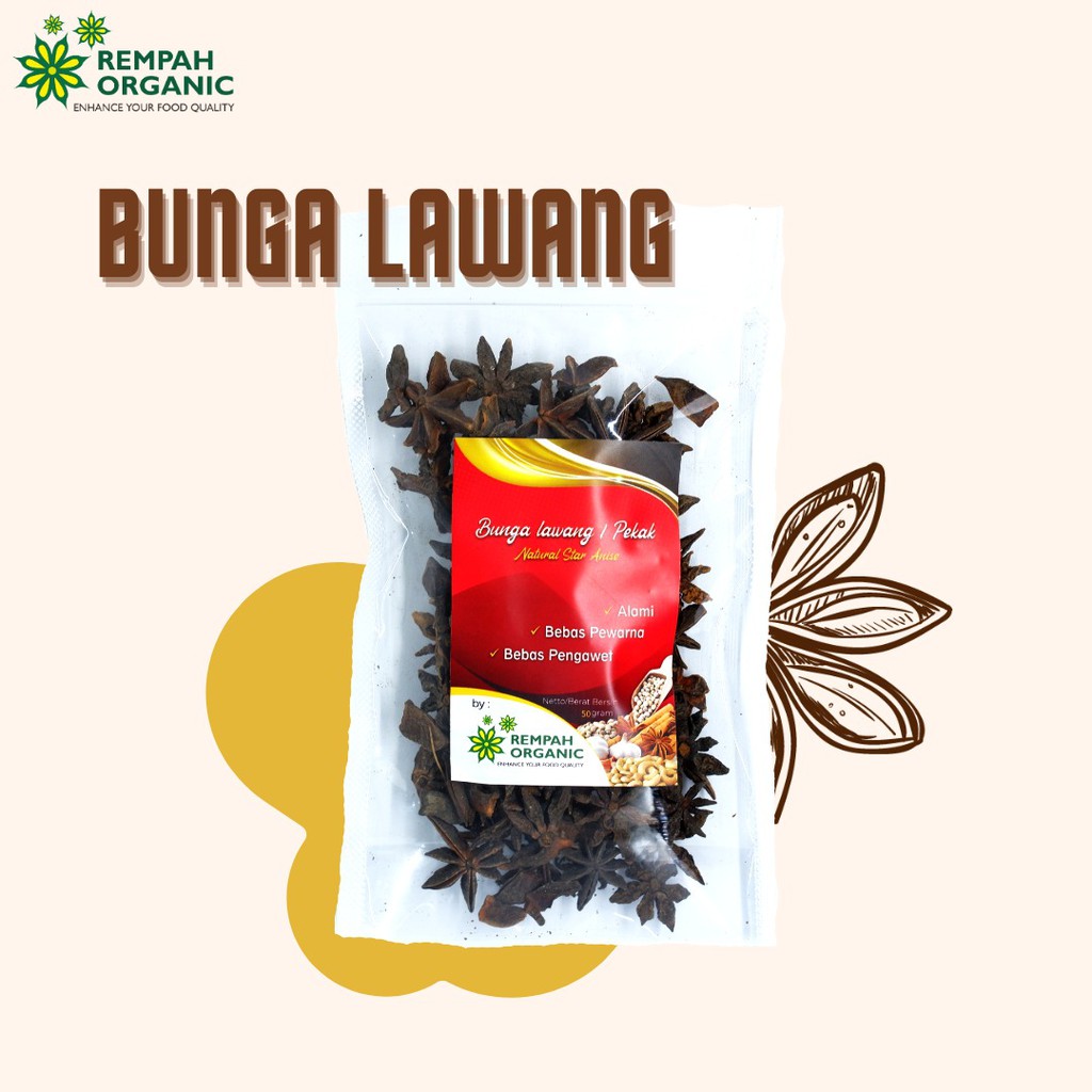 Jual Rempah Organic - Natural Star Anise / Bunga lawang / Pekak 50 Gram ...