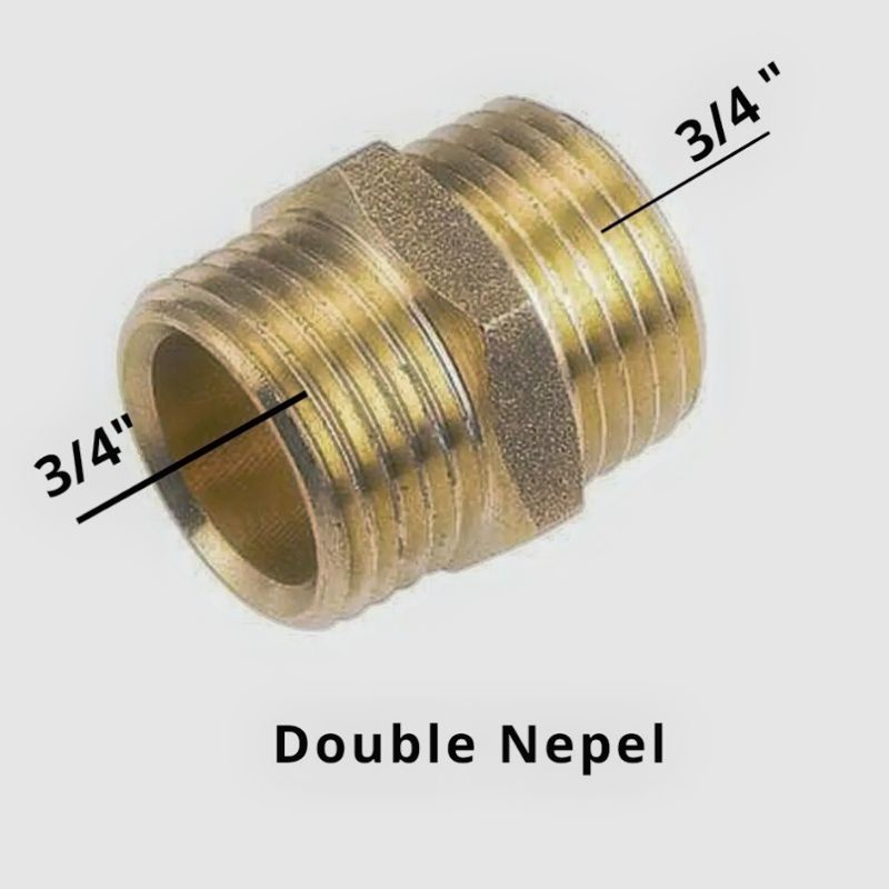 Jual Sambungan Pipa Air Dobel Nepel Kuningan Drat Luar 3/4 Inch | Shopee Indonesia