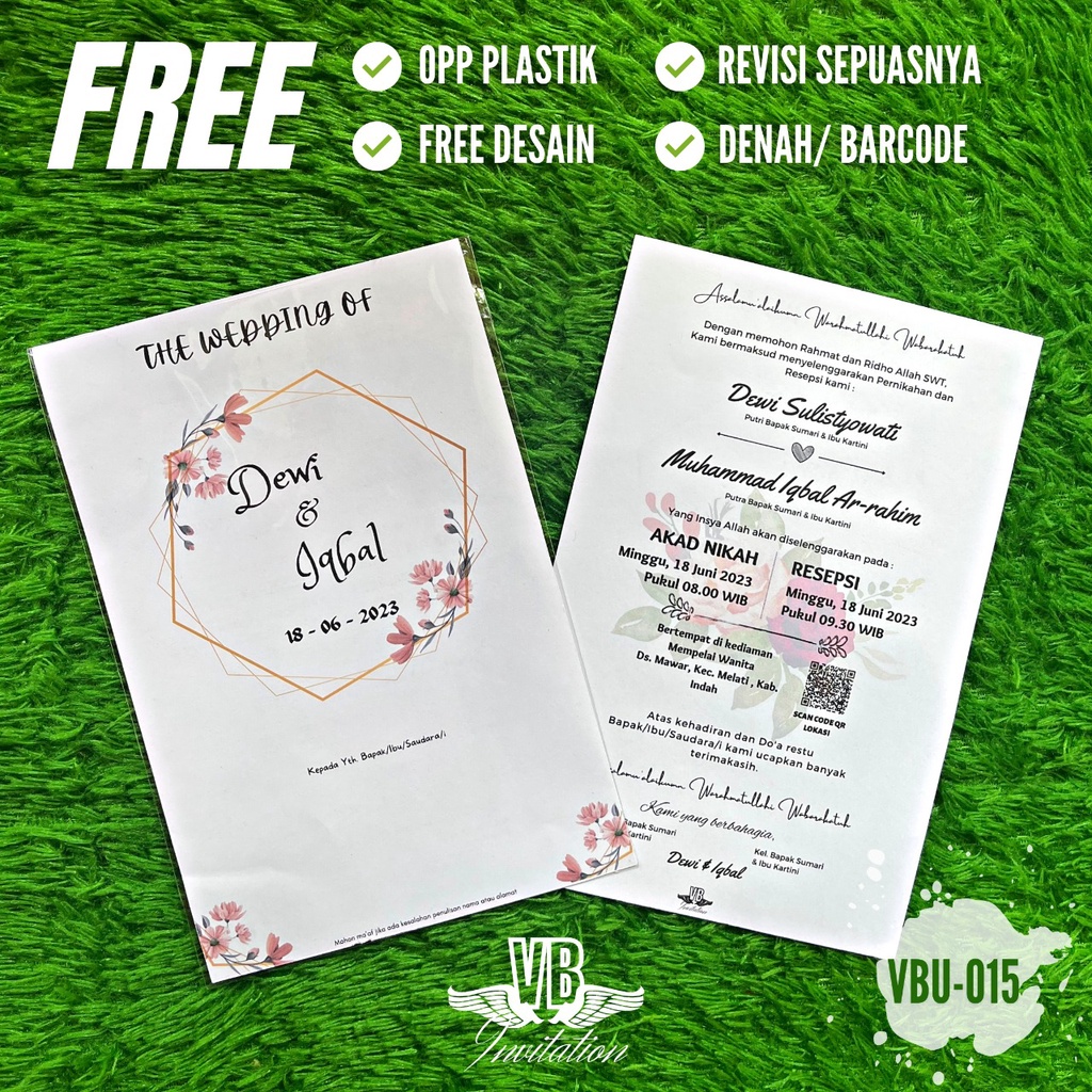 Jual Undangan Pernikahan Elegant Tema Bunga Bunga Rustic Simple ...