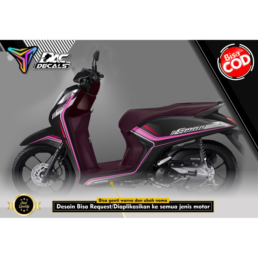 Jual Sticker decal full body Honda Genio Hitam list pink | Shopee Indonesia
