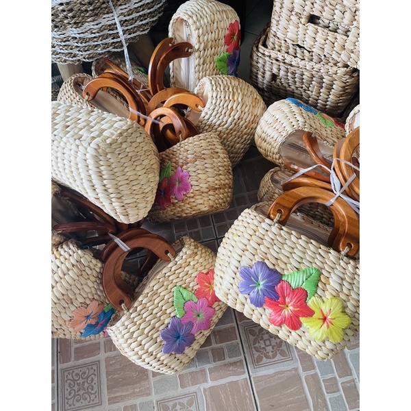 Jual Tas enceng gondok plentus sulam | Shopee Indonesia