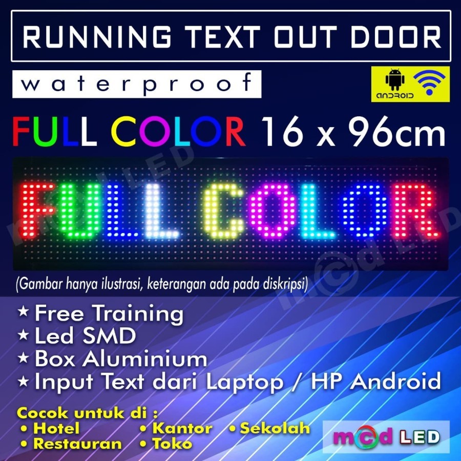 Jual RUNNING TEXT P10 OUT DOOR FULL COLOR 16X96 DC TO DC UNTUK MOBIL ...