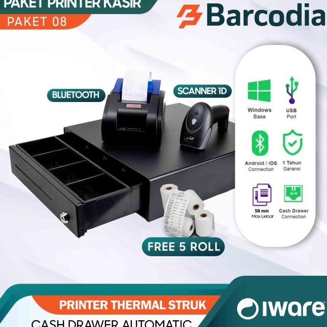 Jual PAKET KASIR ANDROID BLUETOOTH (CASH DRAWER+PRINTER+SCANNER+KERTAS ...