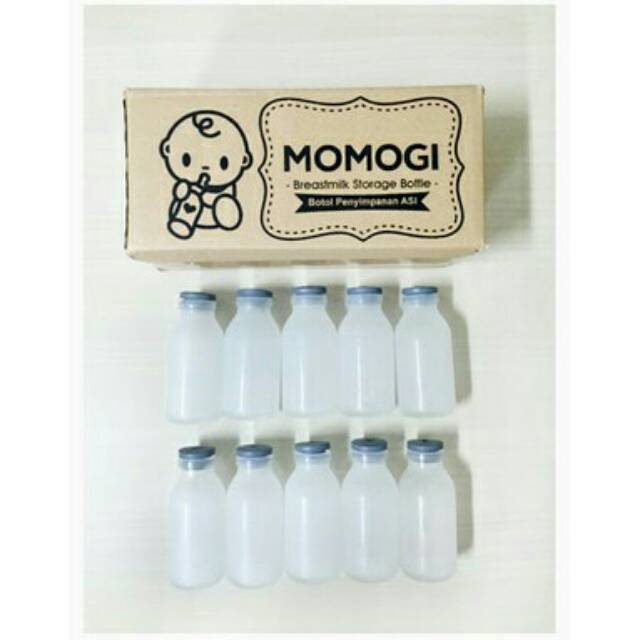 Jual BOTOL KACA ASI / ASIP (BPA FREE) MOMOGI, ISI 10 PCS | Shopee Indonesia