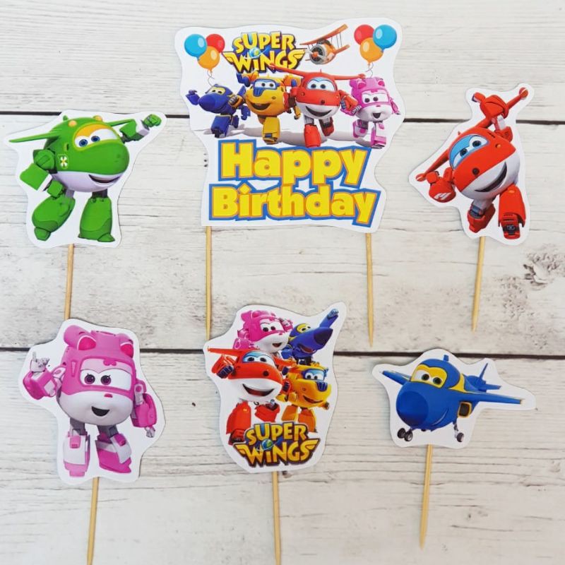 Jual SK Super Wings Cake Topper Birthday 1 set isi 6 pcs | Shopee Indonesia