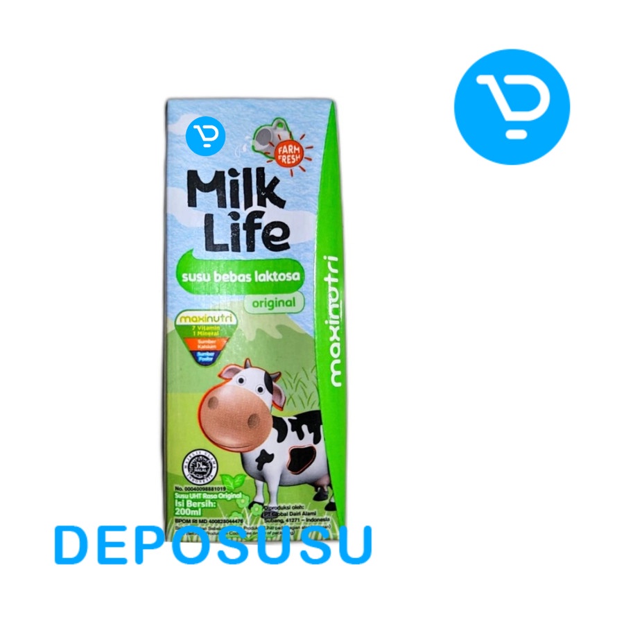 Jual SUSU UHT MILK LIFE 200 ML - (PLAIN|COKLAT|STROBERI) | Shopee Indonesia