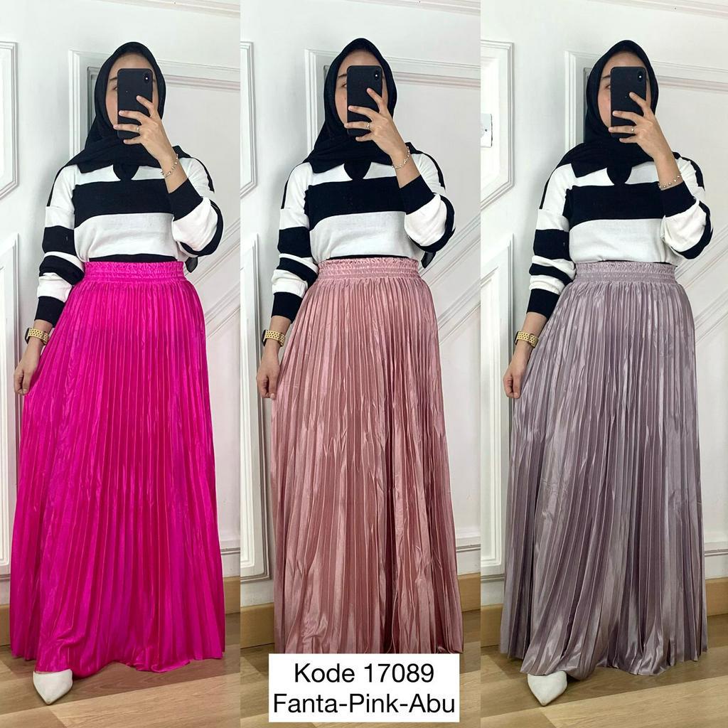 Jual 17089 ROK PANJANG PLISKET KILAT PREMIUM WANITA ROK BAWAHAN PESTA WANITA ROK PANJANG PLEADS ...