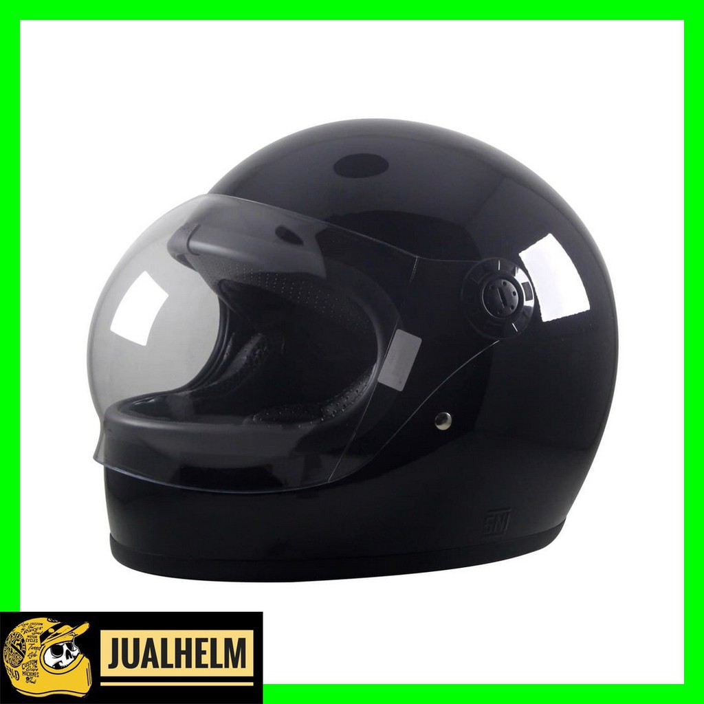 Jual Helm Cakil Gringgo Fullface Black Glossy | Helm Retro | Full Face ...