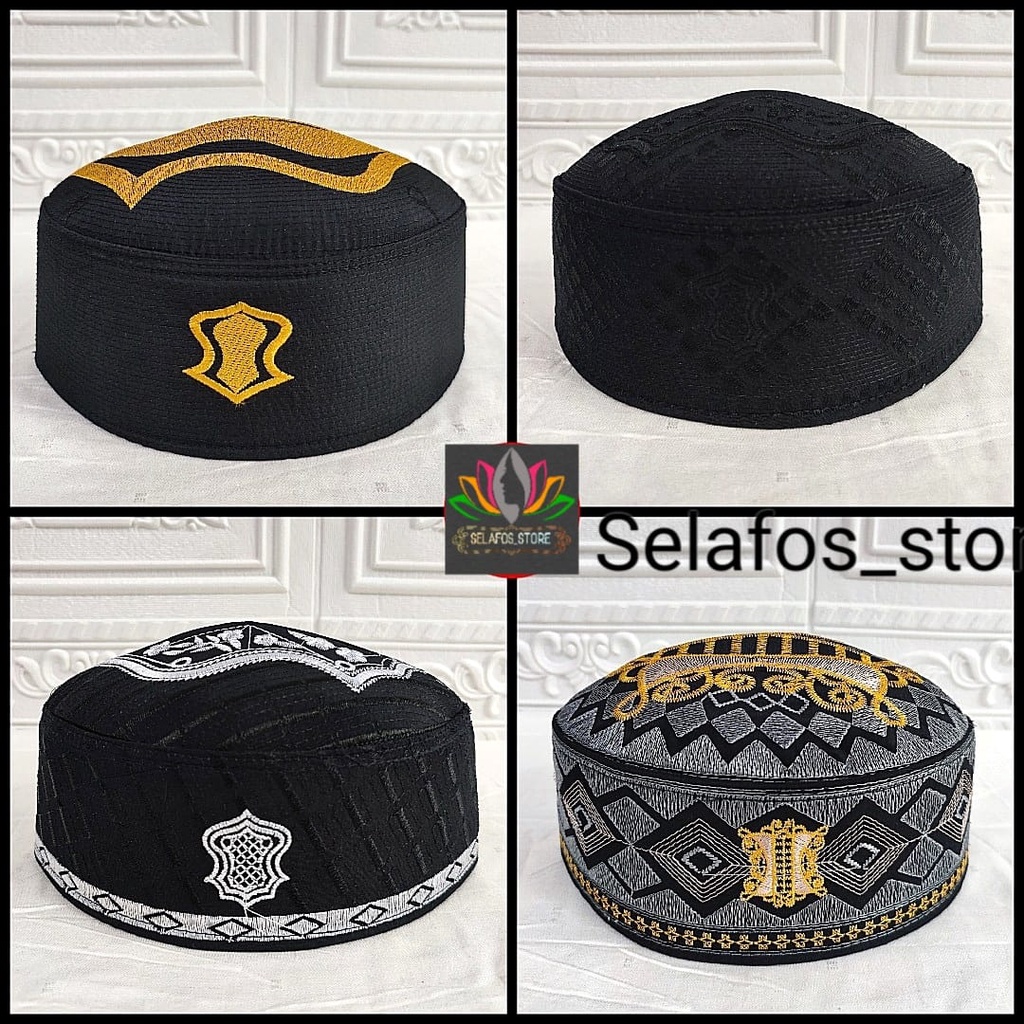 Jual EXCLUSIVE!!! Peci Songkok Kopiah Terompah Varian Hitam Motif ...