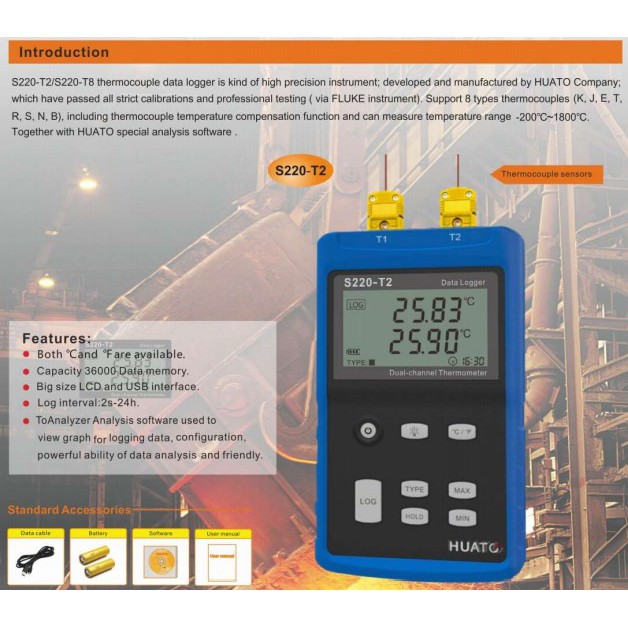 Jual Multi Channel Handheld Thermocouple Temperature Data Logger ...