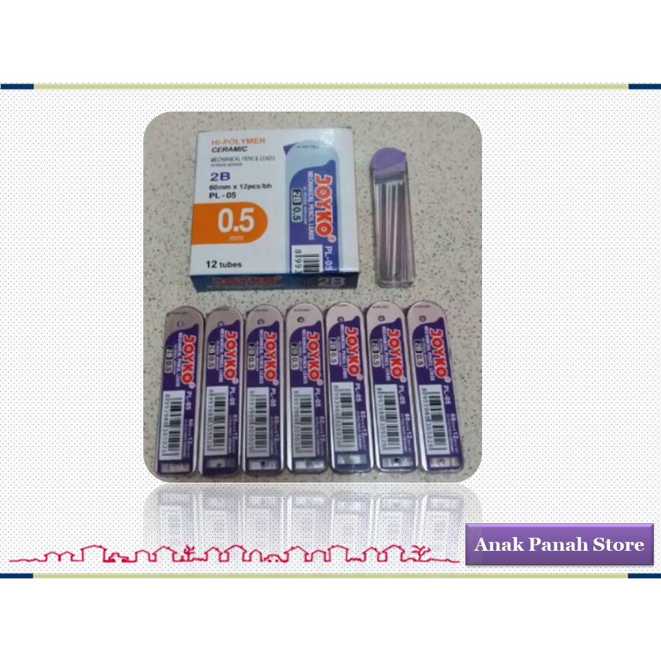 Jual Isi pensil Mekanik 2B Merk Joyko ukuran 0.5 mm (Isi 12 Tube ...