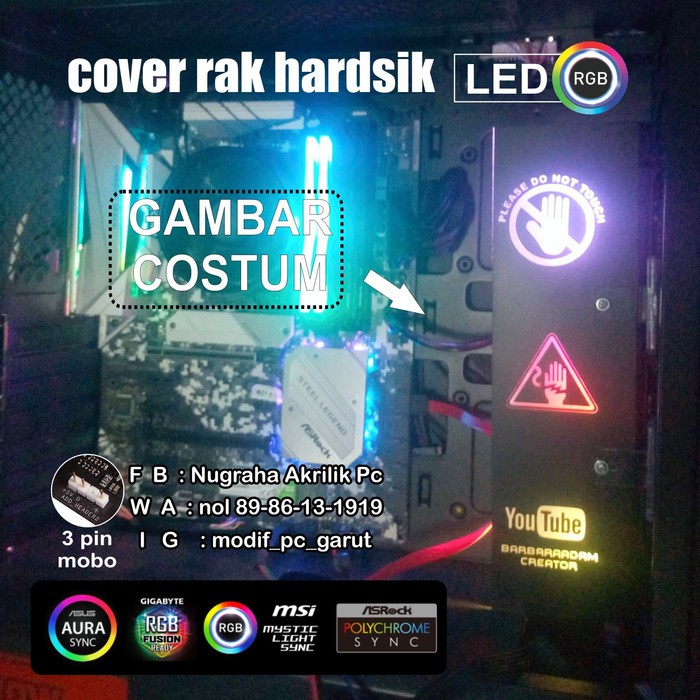 Jual cover rak hardis PC atau tutup cable managemen rainbow argb sync ...