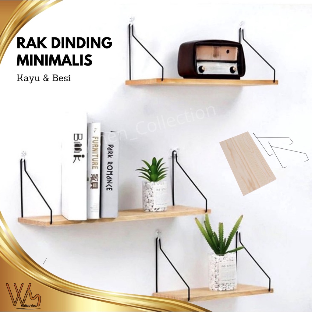 Jual Rak Dinding Minimalis 40X15 Rak Tempel Dinding Rak Buku Kayu Besi ...