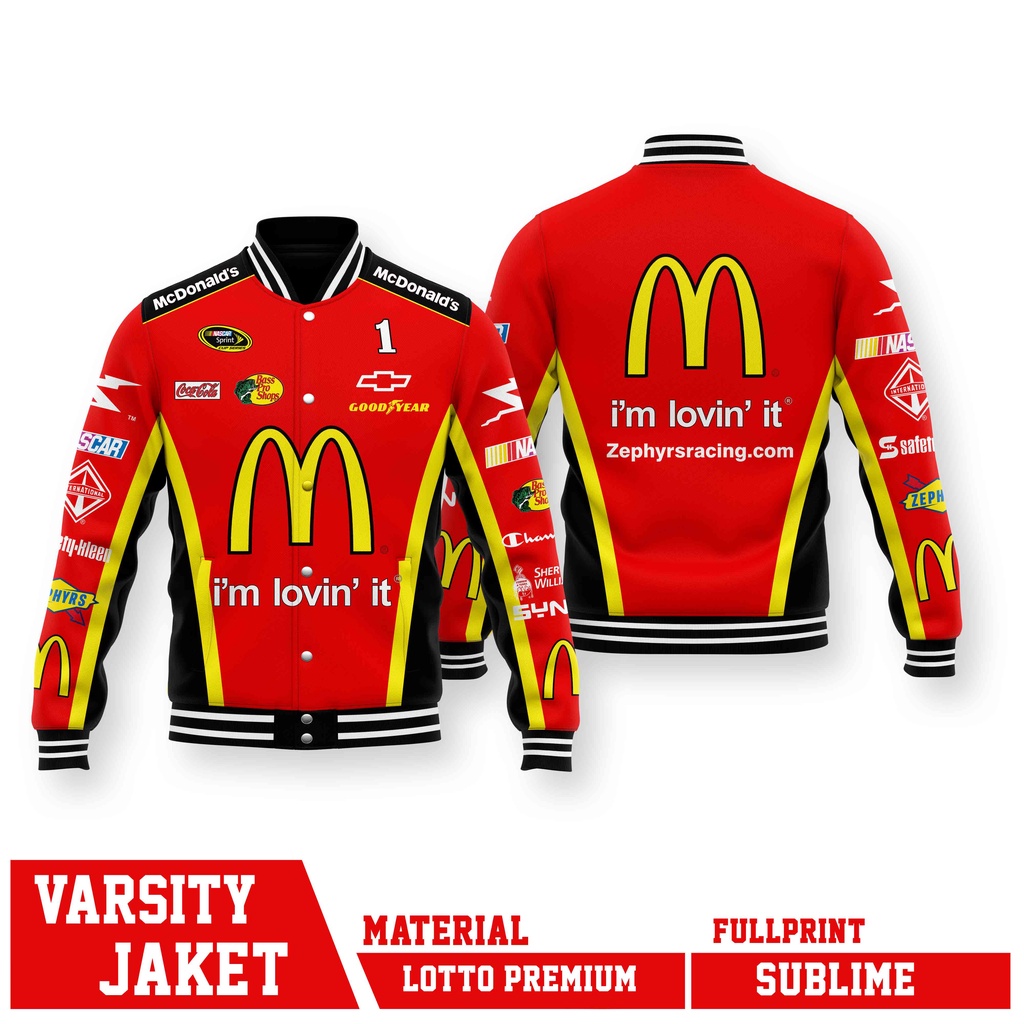 Jual JACKET RACING CAR VARSITY MCD i'm lovin it | Shopee Indonesia