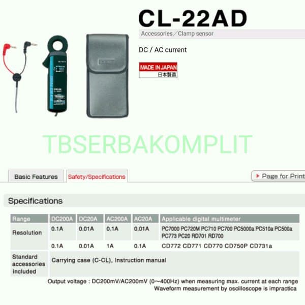 Jual Sanwa CL-22AD AC DC Current Clamp Sensor Probe CL22AD for RD701 ...