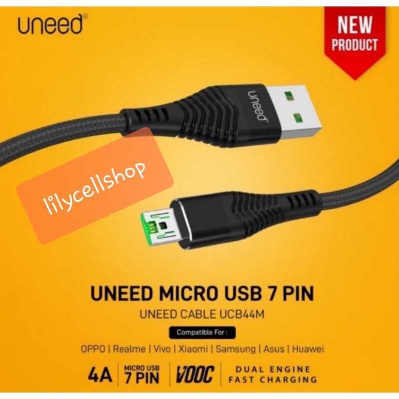 Jual Kabel Data Micro USB 7 Pin Max4A VOOC/QC3.0 Uneed Braided UCB44M ...