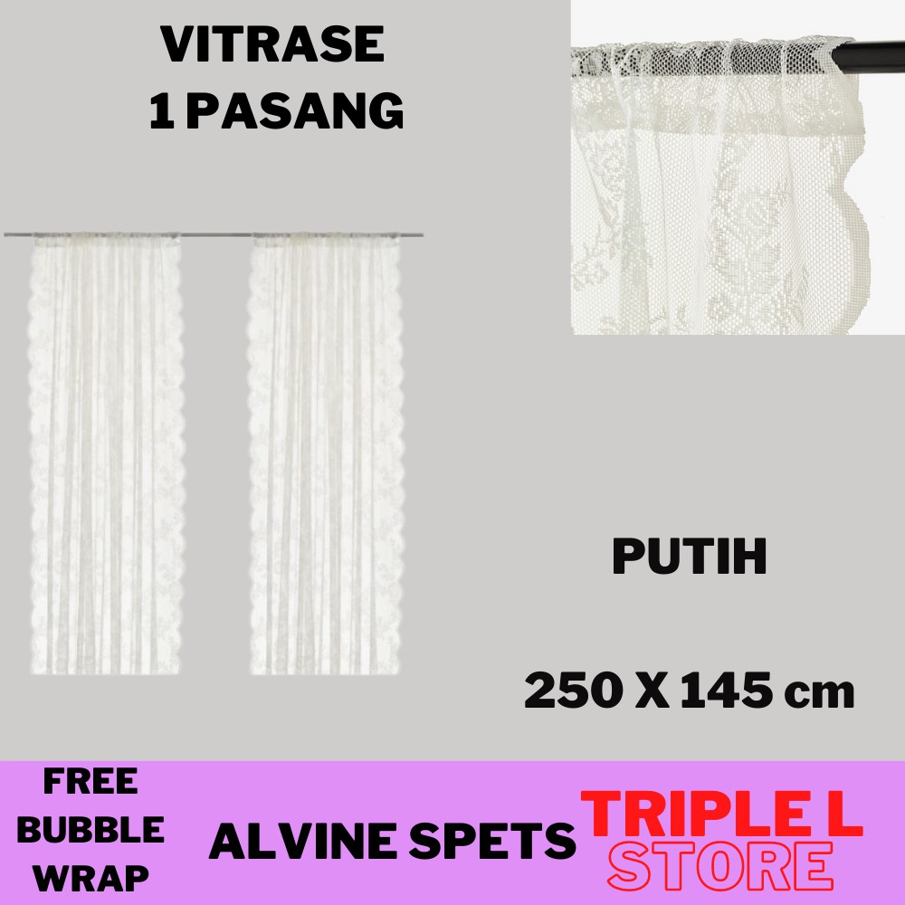 Jual ALVINE SPETS Vitrase Gorden Jaring Motif Bunga 1 Pasang 145 x 250 ...