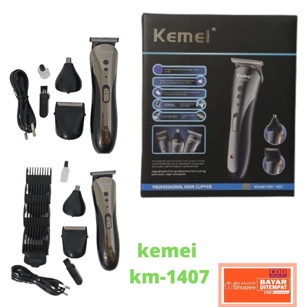 Jual Kemei KM-1407 Hair Clipper Electric Shaver Alat Cukur Rambut Elektrik | Shopee Indonesia
