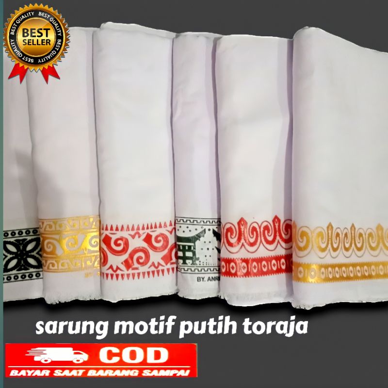 Jual SARUNG TORAJA PUTIH /Sarung Putih Toraja Motif Emas | Shopee Indonesia