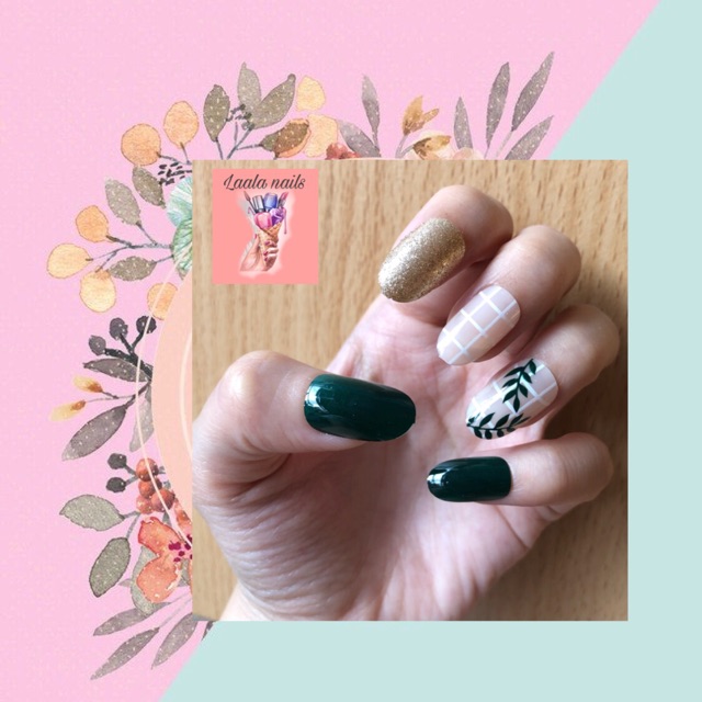 Jual Green leaf glitter / kuku palsu murah / kuku palsu halal / fake ...