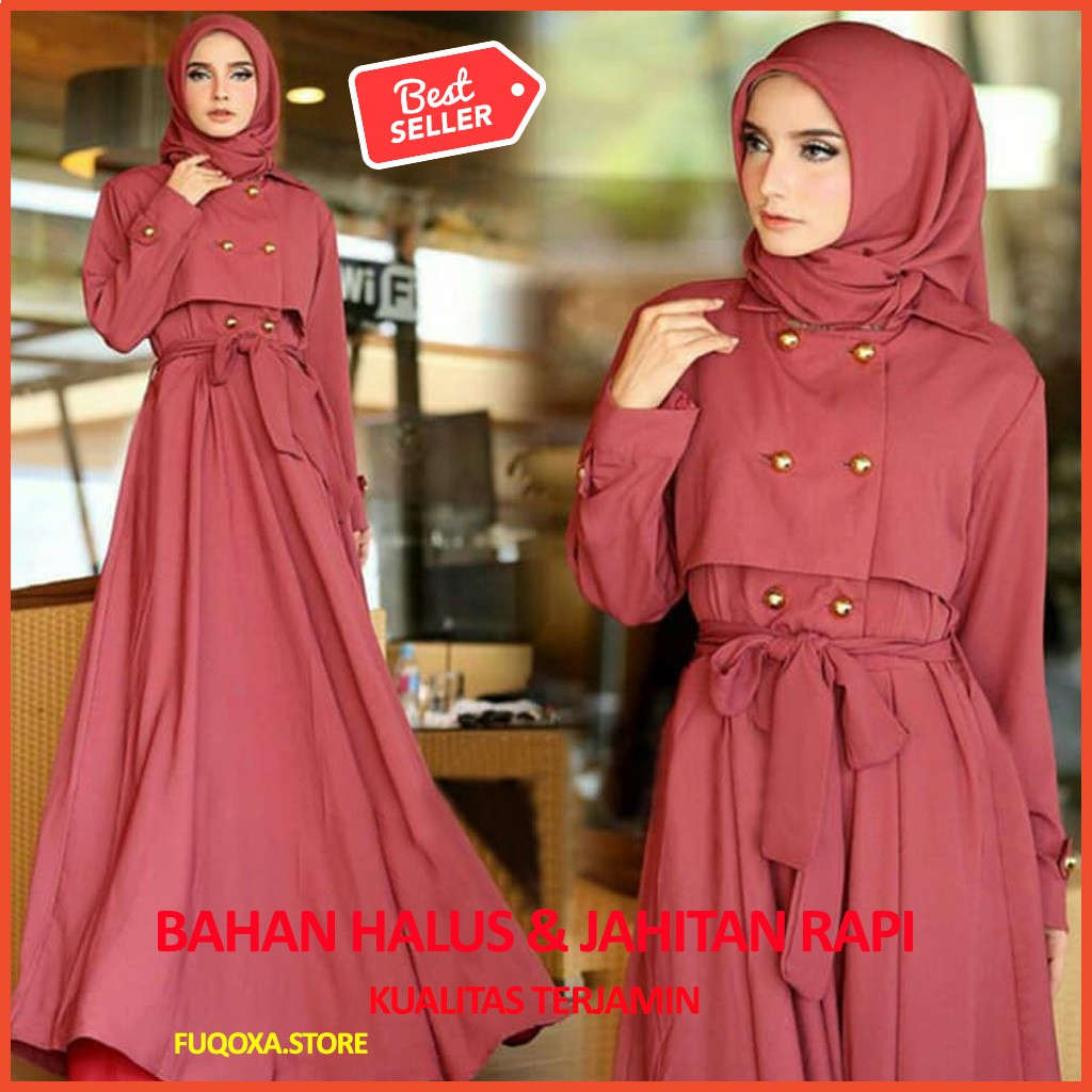 Jual Gamis Remaja Elegan Cewek Perempuan Dewasa Muslimah Kekinian F7N4 ...