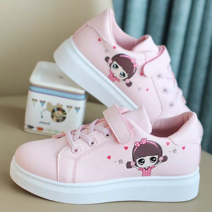 Jual Sepatu Anak Sneaker Prepet Motif Lucu Gadis Pita Berkemeja Pink ...