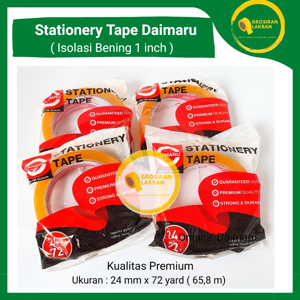 Jual Daimaru Stationery Tape 1 Inch Isolasi uk 24mm x 72 yards 12mm x 72y Selotip Bening Solasi ...