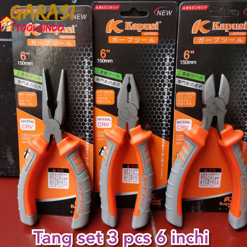 Jual Tang set 3 pcs 6" KAPUSI JAPAN tang potong tang lancip tang ...