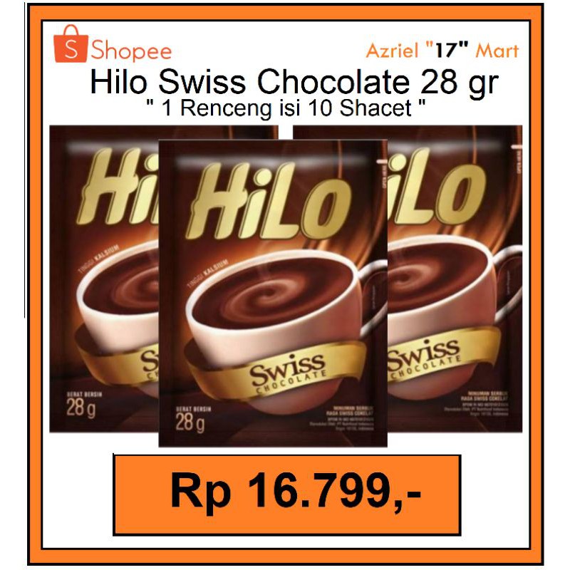Jual Hilo Swiss Chocolate 28 Gr ( 1 Renceng isi 10 Shacet ) | Shopee Indonesia